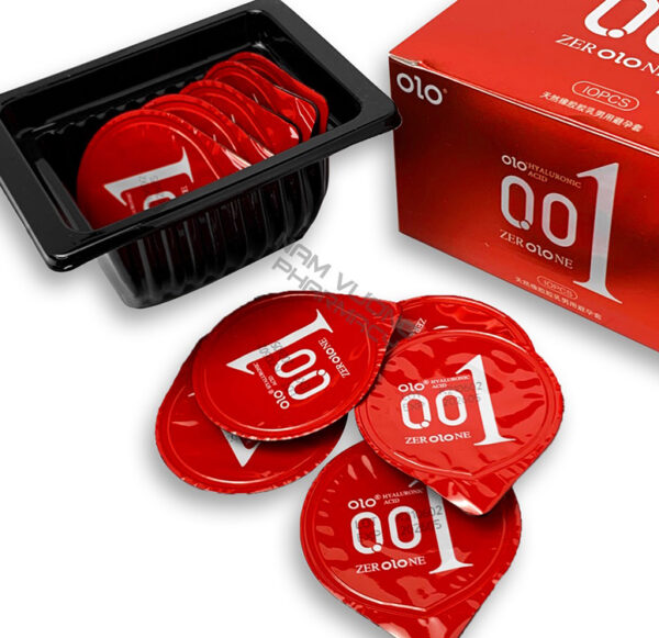 Bao cao su siêu mỏng 001 OLO đỏ ấm hộp 10 cái – BCS 18 yêu Store